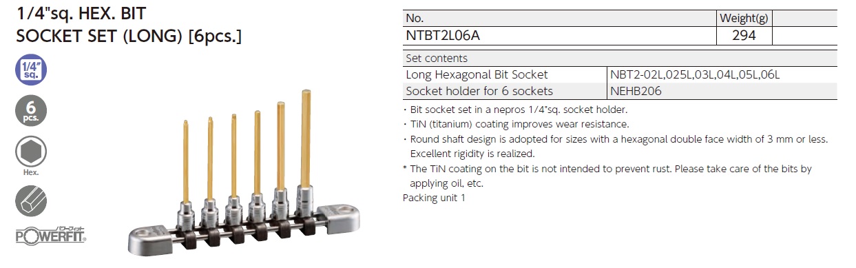 Ichiban Precision Sdn Bhd - KTC - KTC Hex Bit Socket Set (Long)